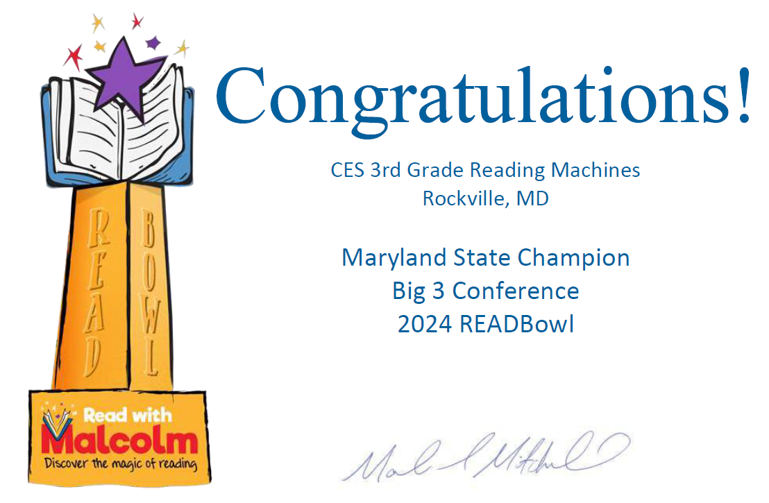 CES 3rd Graders are Maryland State Reading Champions! - Christ ...
